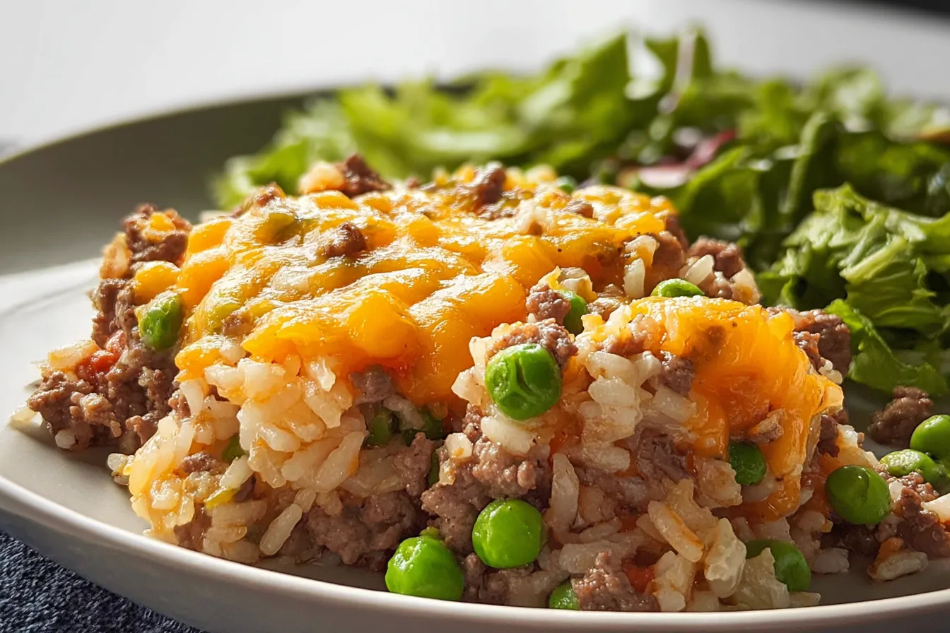 Ground Beef Rice Bake with Cheddar – Family Favorite Meal